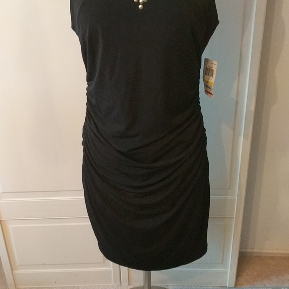 Thalia Sodi | Dresses | Nwt Thalia Sodi Black Dress Gold Jewels Medium ...